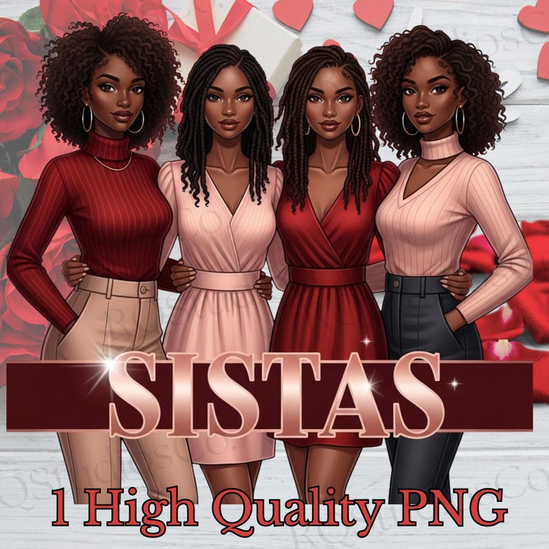 SISTAS PNG | Black Women Valentine Design | African American Sisterhood ...
