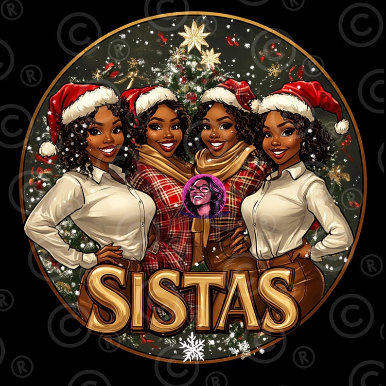 Christmas Black Woman Sistas PNG Design (digital Download) - Etsy