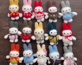 Crochet Miffy Doll Bunny Keychain - Etsy
