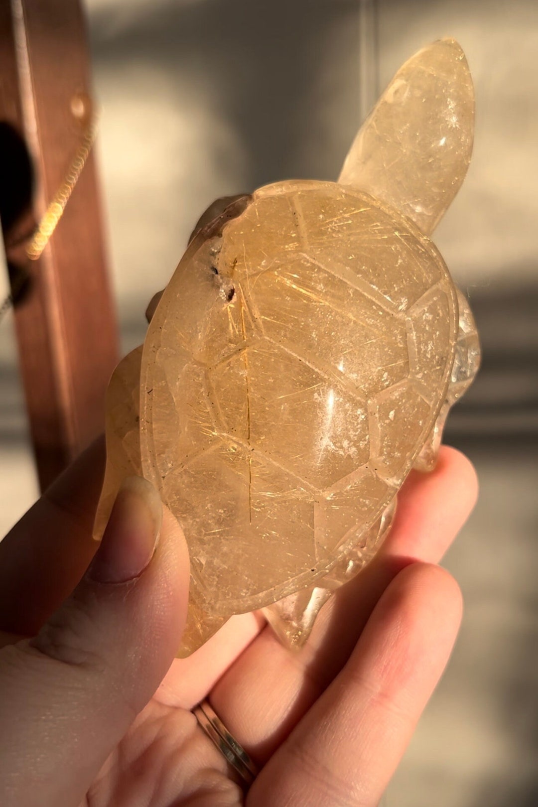 Natural Golden Rutile Turtle Carving, Rutile Quartz Crystal, Gold ...