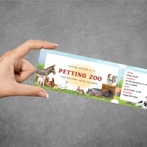 Editable Petting Zoo Ticket Template, Farm Trip Invitation (canva ...
