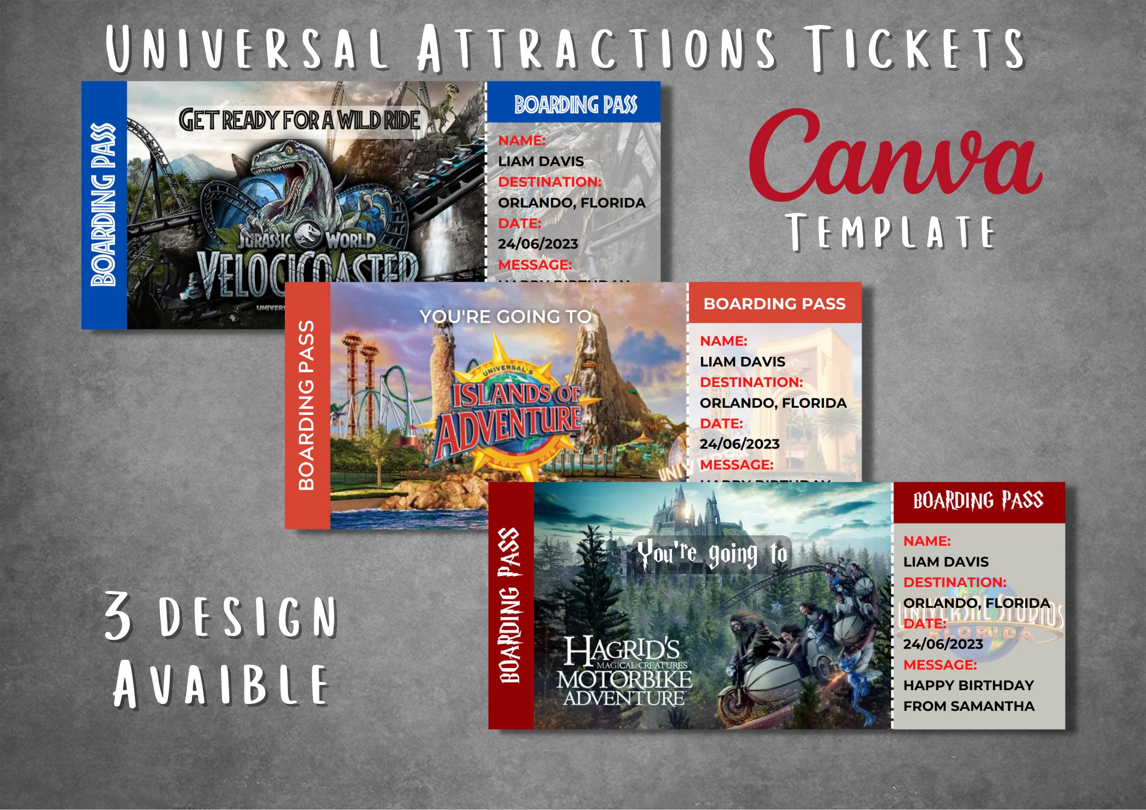 Editable Universal Studios Surprise Ticket Template, Printable ...