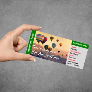 Editable Hot Air Balloon Ride Ticket Template, Printable Hot Air ...