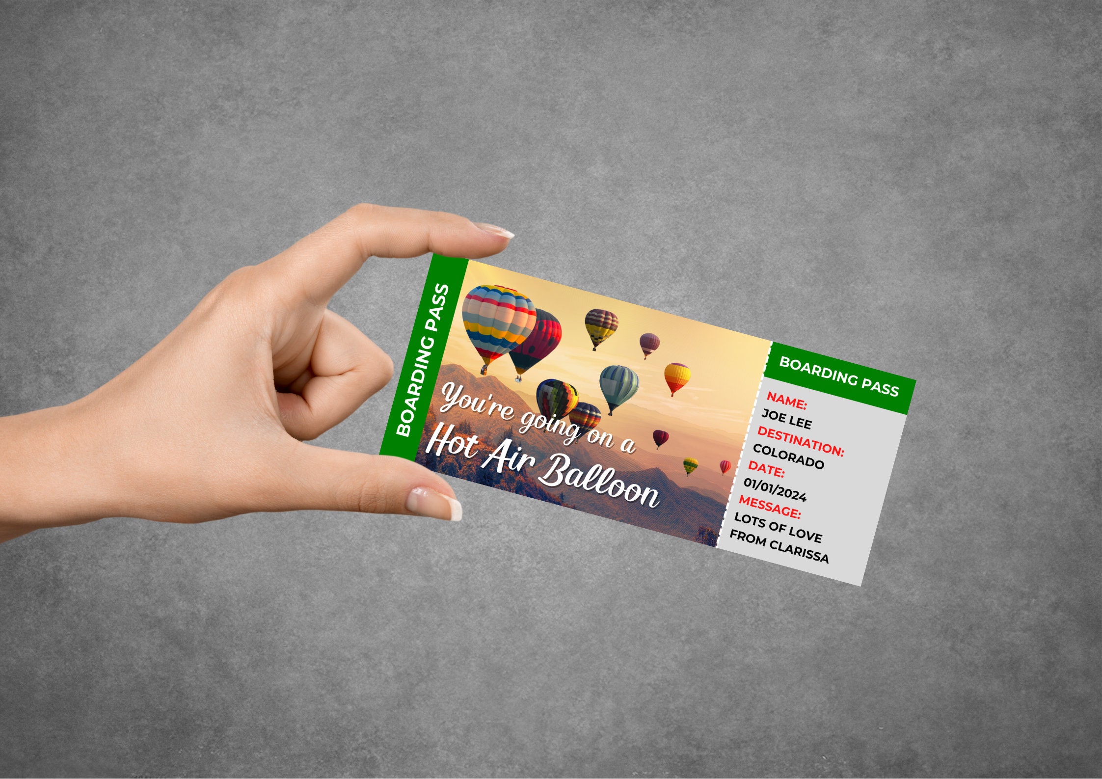 Editable Hot Air Balloon Ride Ticket Template, Printable Hot Air ...