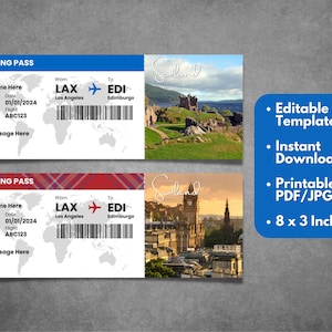 Editable Scotland Boarding Pass Template, Printable Scotland Vacation ...