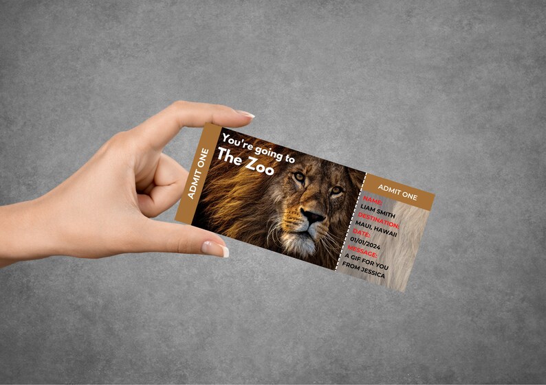 Surprise Zoo Tickets Template, Printable Safari Voucher (digital ...