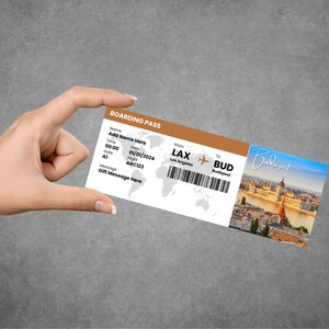 Editable Budapest Boarding Pass Template, Vacation Trip Ticket (canva Template) - Etsy
