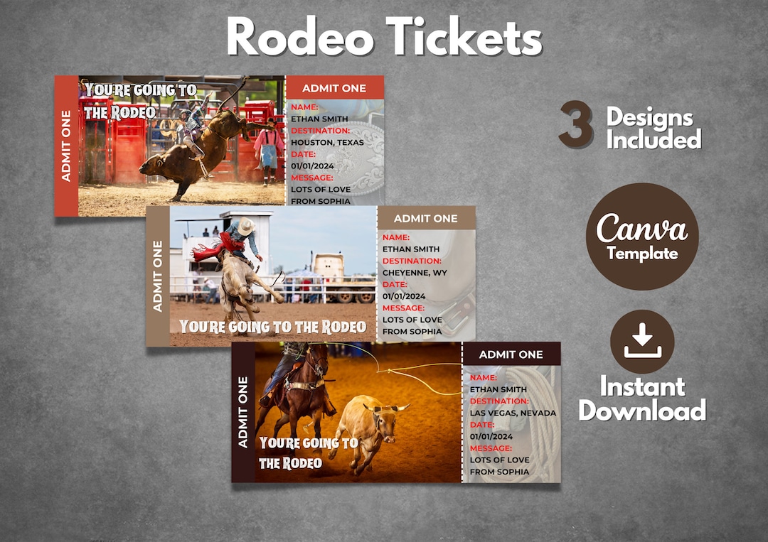 Editable Rodeo Ticket Template, Printable Rodeo Voucher Invitation ...