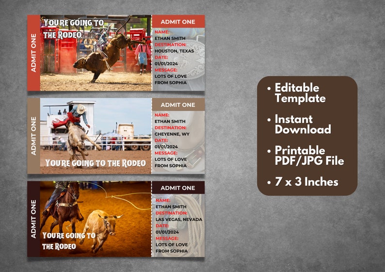 Editable Rodeo Ticket Template, Printable Rodeo Voucher Invitation ...