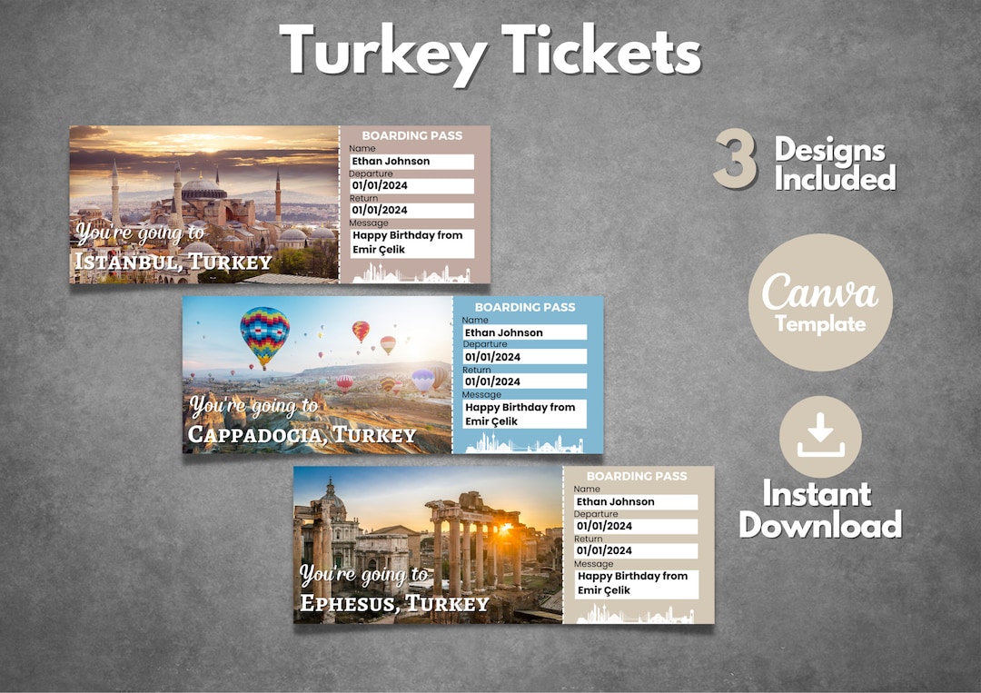 Editable Turkey Boarding Pass Template, Printable Turkey Surprise Gift ...