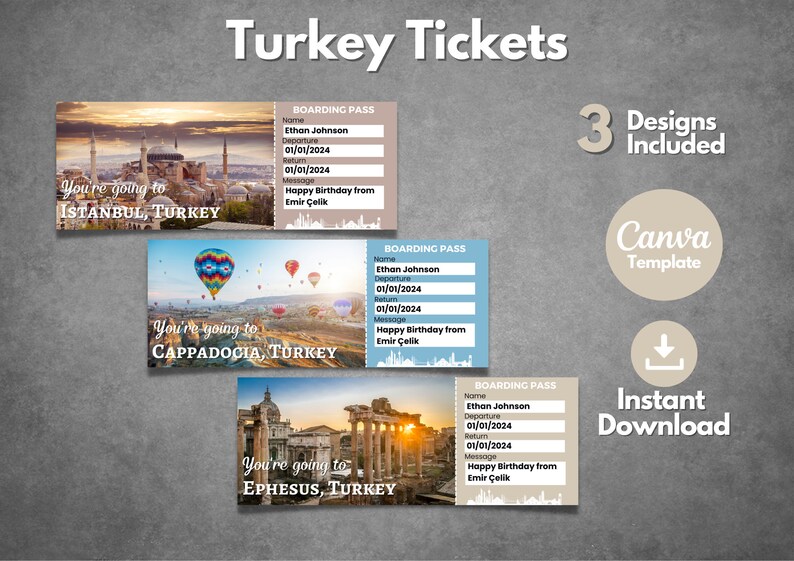 Editable Turkey Boarding Pass Template, Printable Turkey Surprise Gift ...