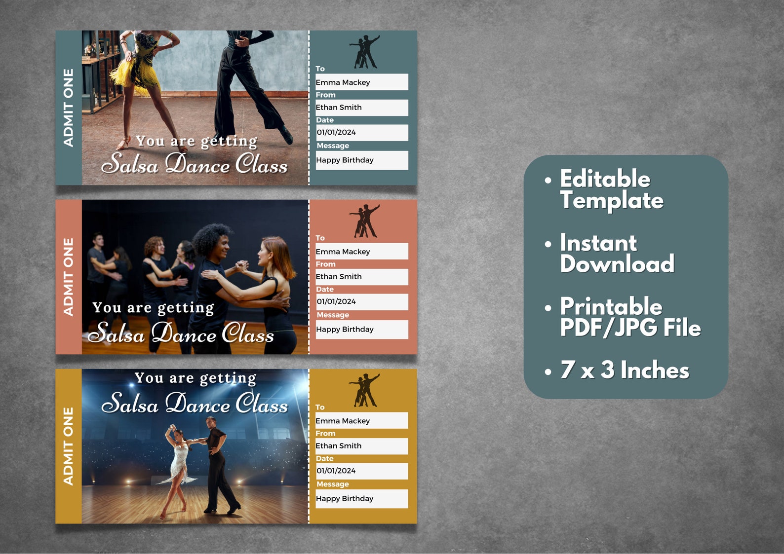Editable Salsa Dance Class Ticket Template, Printable Salsa Lesson ...