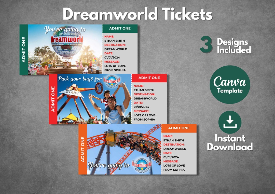Editable Dreamworld Surprise Ticket Template, Printable Dreamworld ...