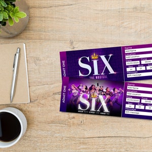 Editable Six Broadway Surprise Ticket Template, Printable Six Musical ...