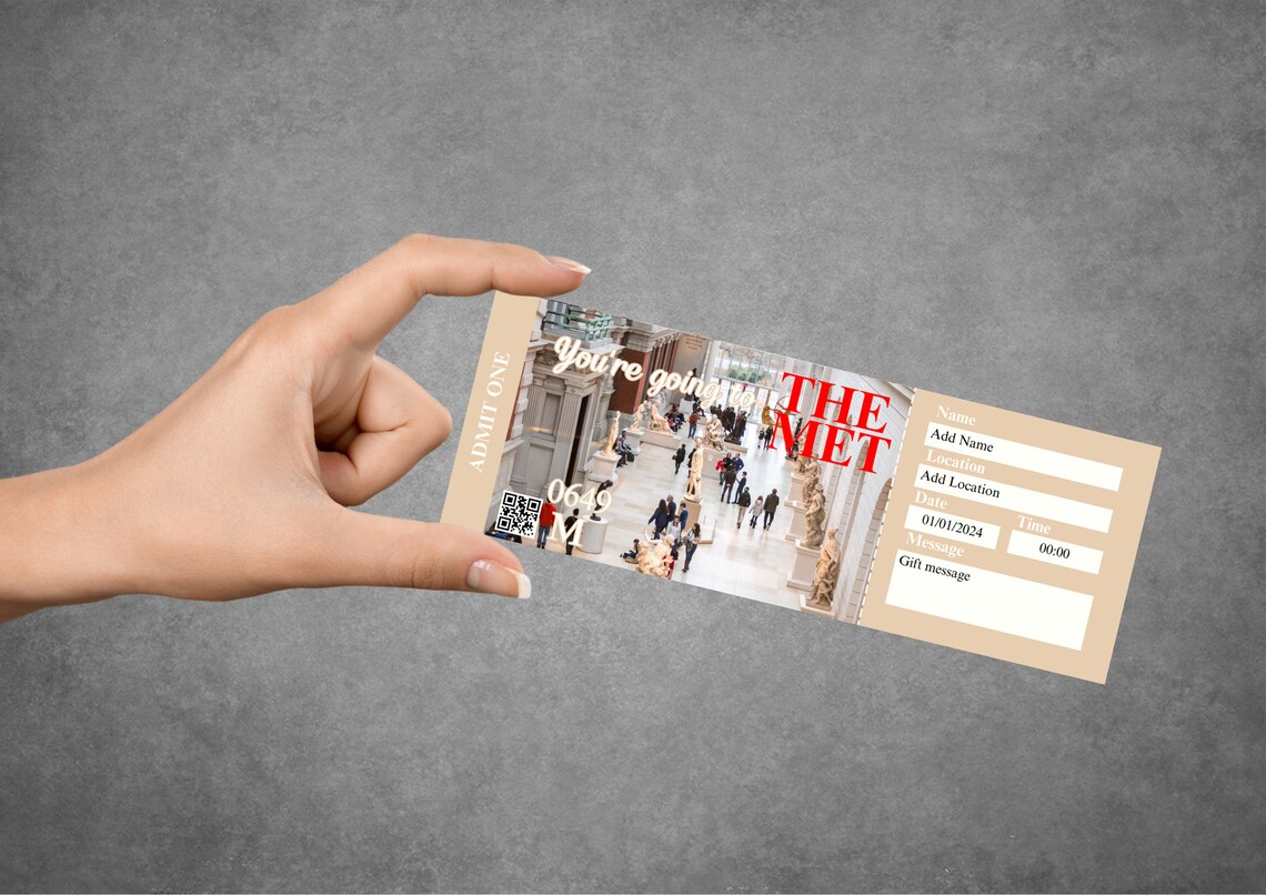 Editable MET Museum Ticket Template, Surprise Trip Gift (digital ...