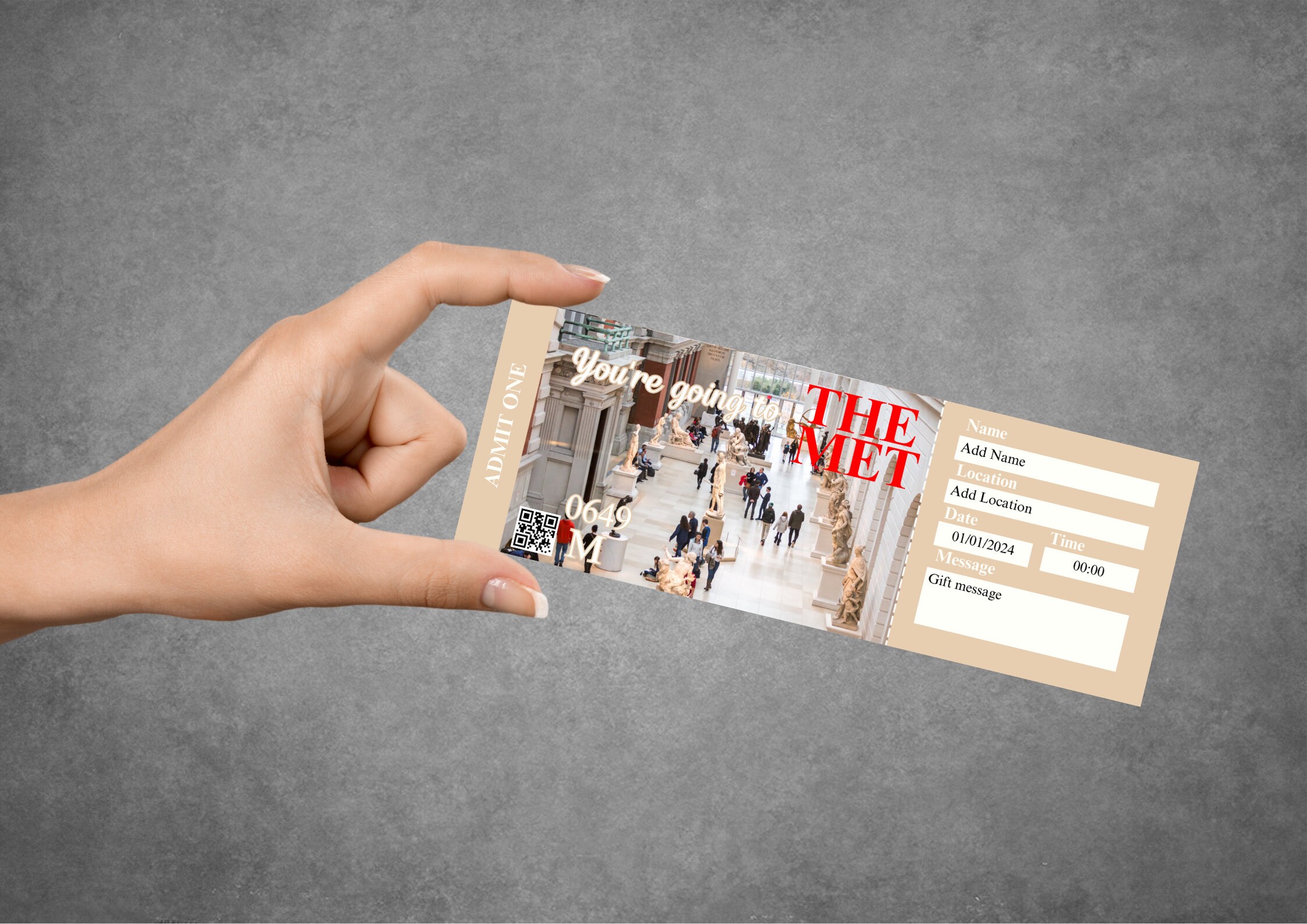 Editable MET Museum Ticket Template, Surprise Trip Gift (digital ...