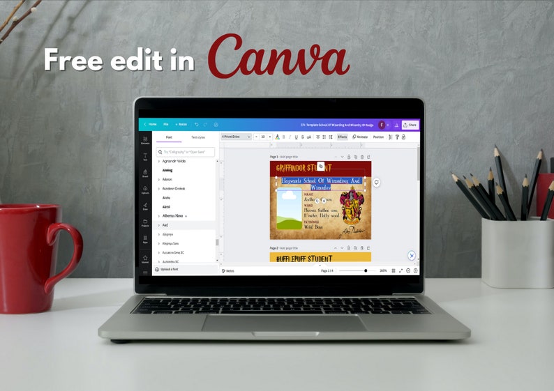Editable School of Wizarding and Wizardry ID Badges Template, Printable ...