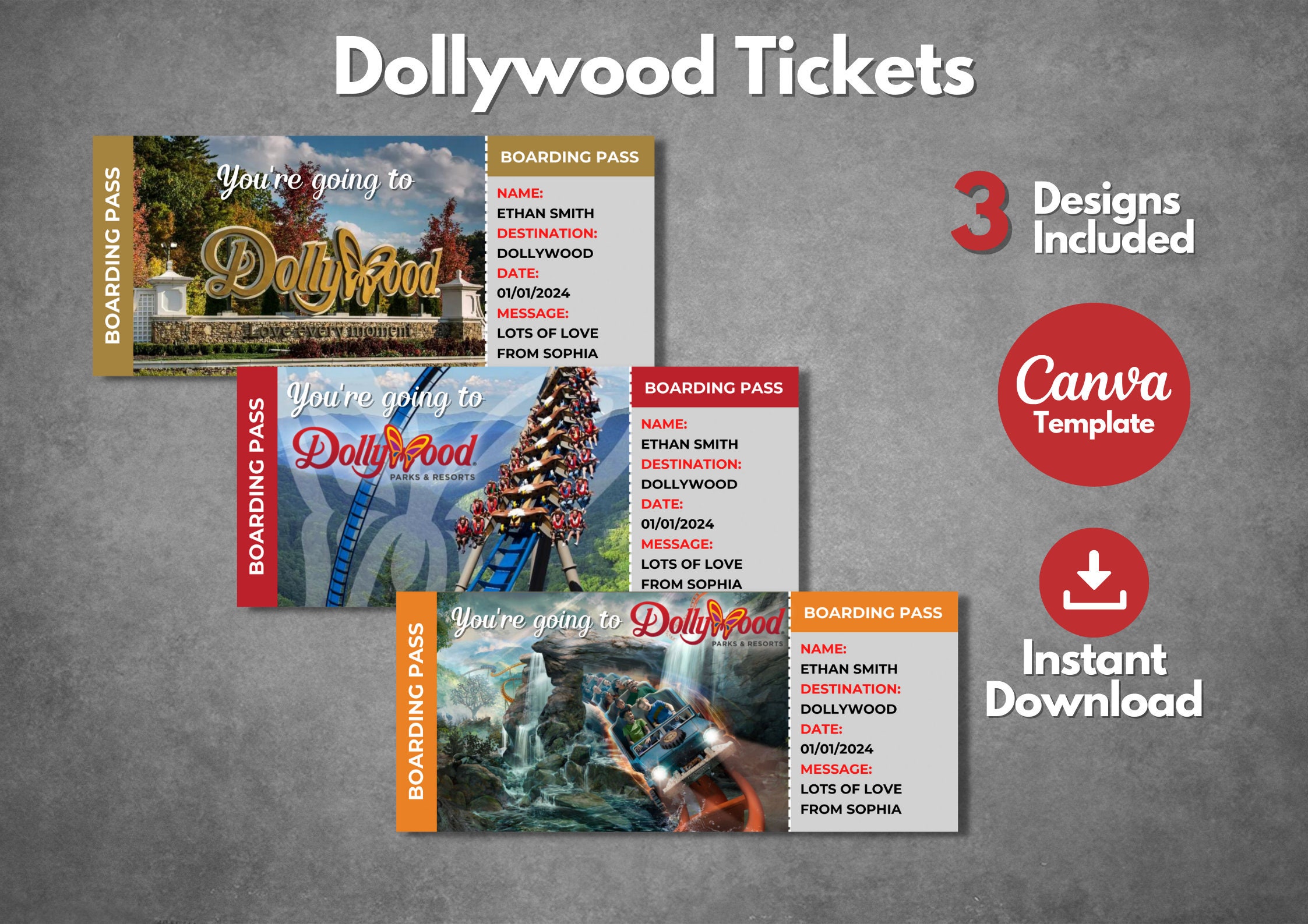 Editable Dollywood Surprise Ticket Template, Printable Dollywood ...