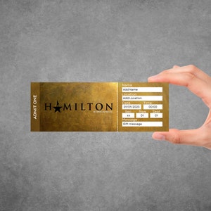 Hamilton Broadway Ticket Template, Printable Musical Gift (digital) - Etsy