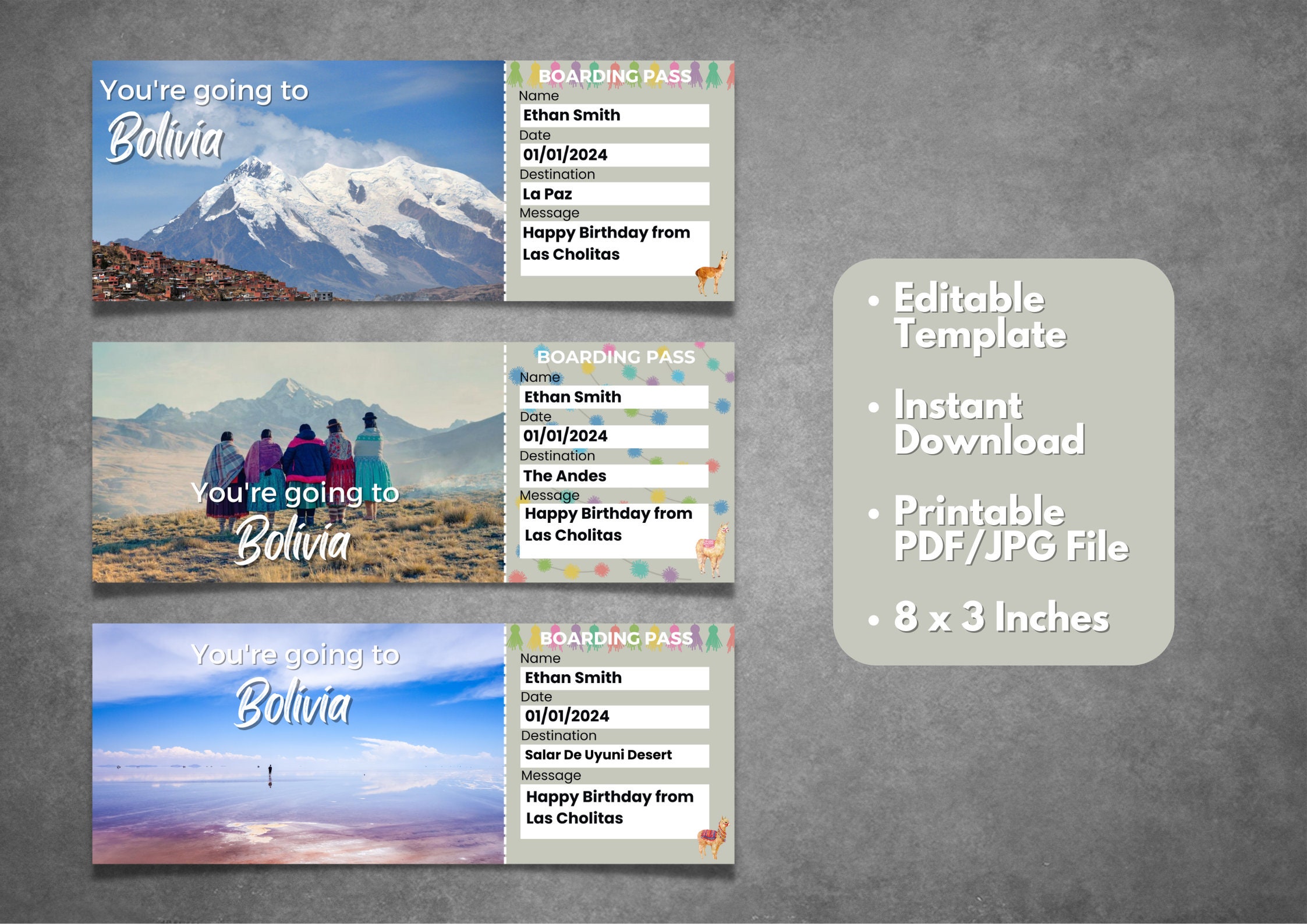 Editable Bolivia Ticket Template, Printable Bolivia Boarding Pass ...