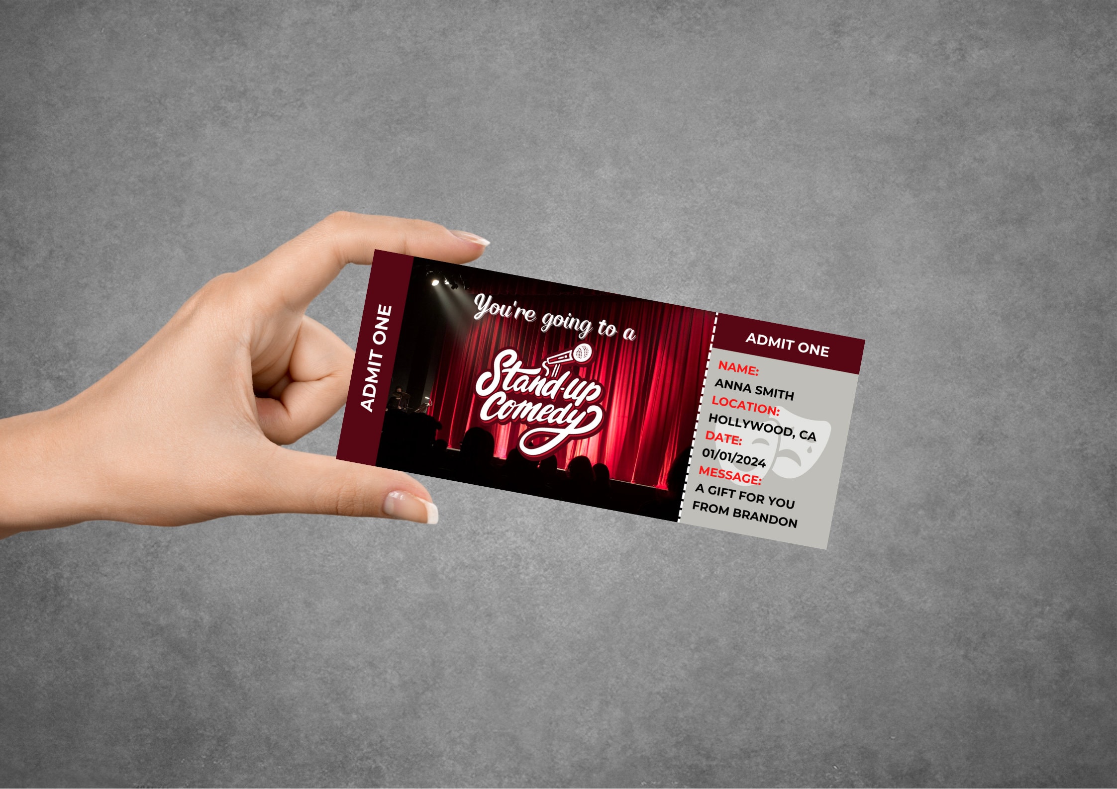 Editable Comedy Show Surprise Ticket Template, Printable Stand up ...