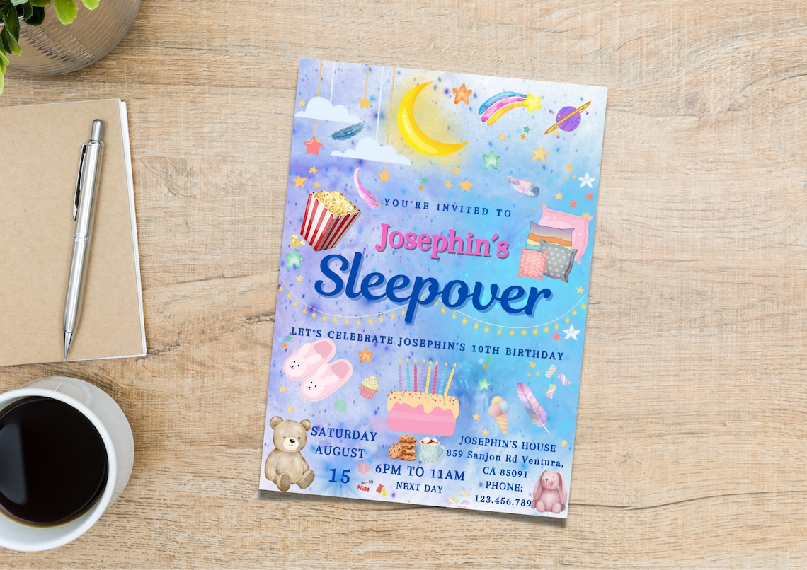 Editable Slumbers Party Invitation Template, Printable Sleepover Flyer ...