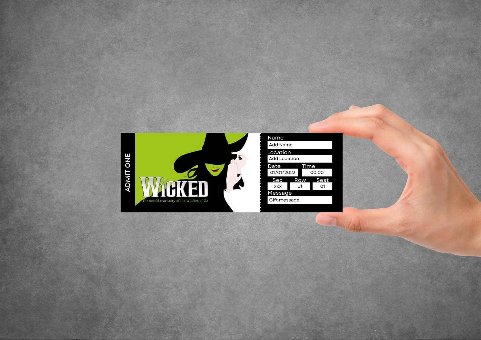 Editable Wicked Surprise Ticket Template, Printable Wicked Broadway ...
