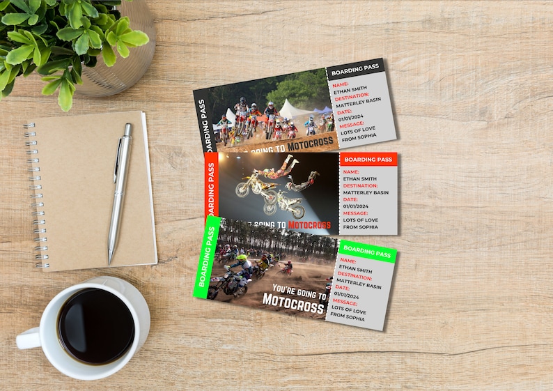Editable Motocross Race Surprise Gift Ticket Template, Printable ...