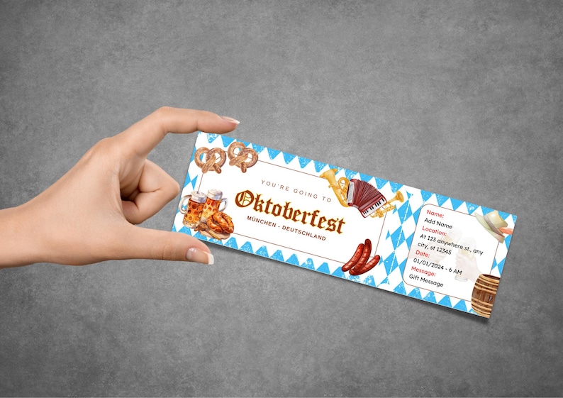 Editable Oktoberfest Ticket Template, Printable Oktoberfest Surprise ...