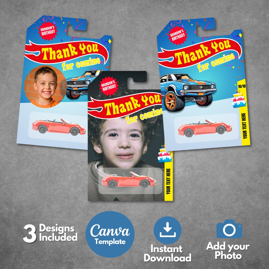 Editable Toy Car Packaging Thank You Tag Template, Printable Car ...