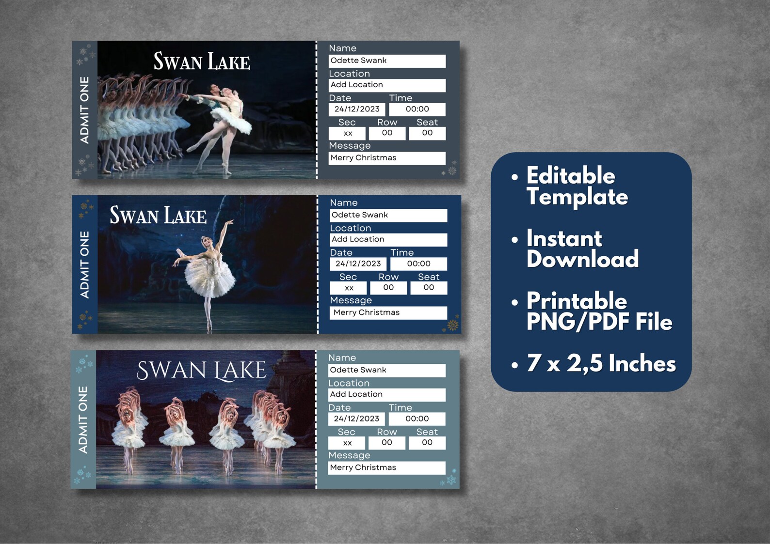 Swan Lake Ballet Ticket Template, Customizable Canva Design (digital ...