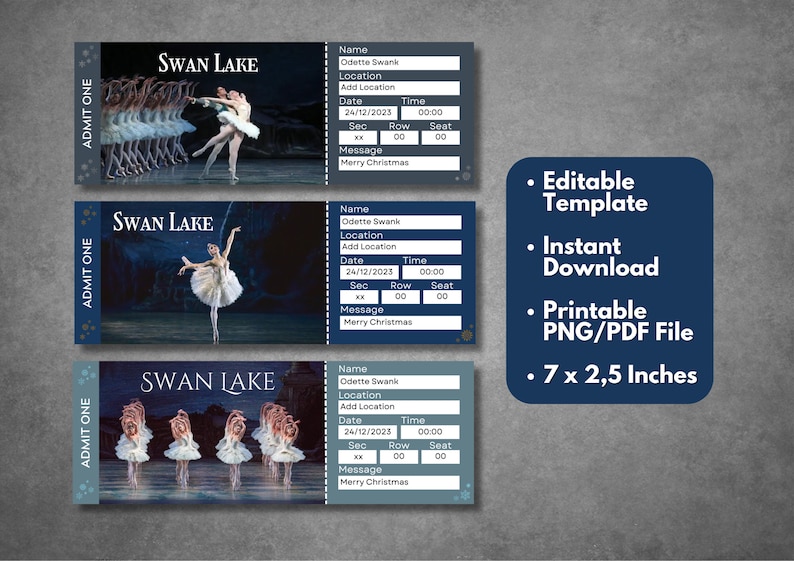 Swan Lake Ballet Ticket Template, Customizable Canva Design (digital ...