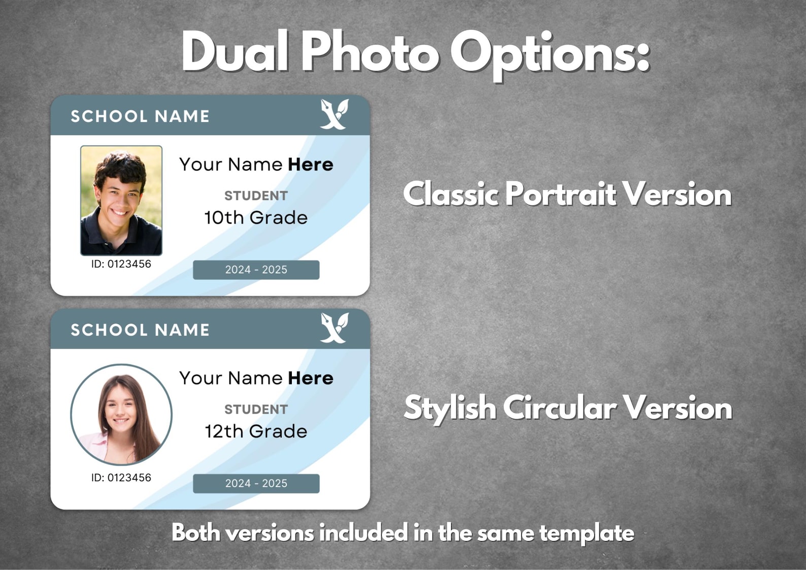 Editable Student ID Card Template, Custom ID Badge Template, Printable ...