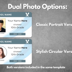 Editable Student ID Card Template, Custom ID Badge Template, Printable ...