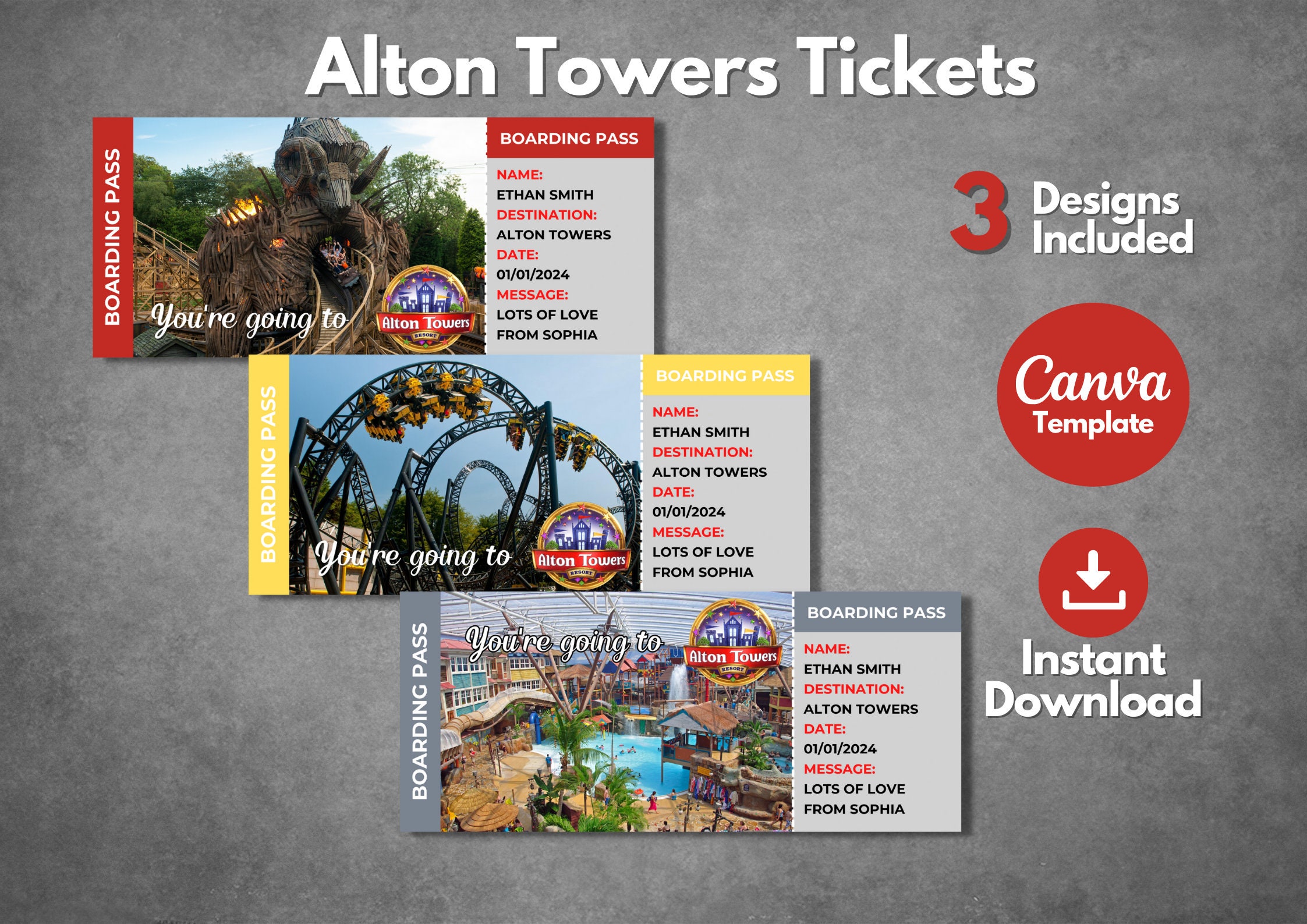 Editable Alton Towers Surprise Ticket Template, Printable Alton Towers ...
