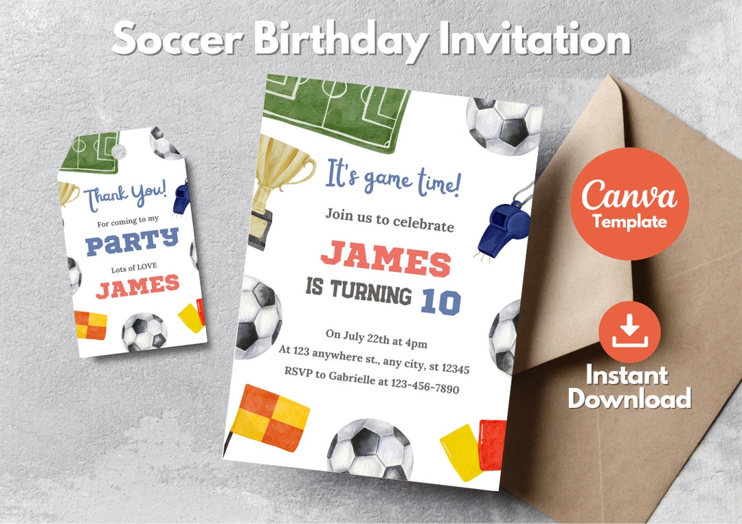Editable Soccer Birthday Party Invitation Template, Printable All Stars ...