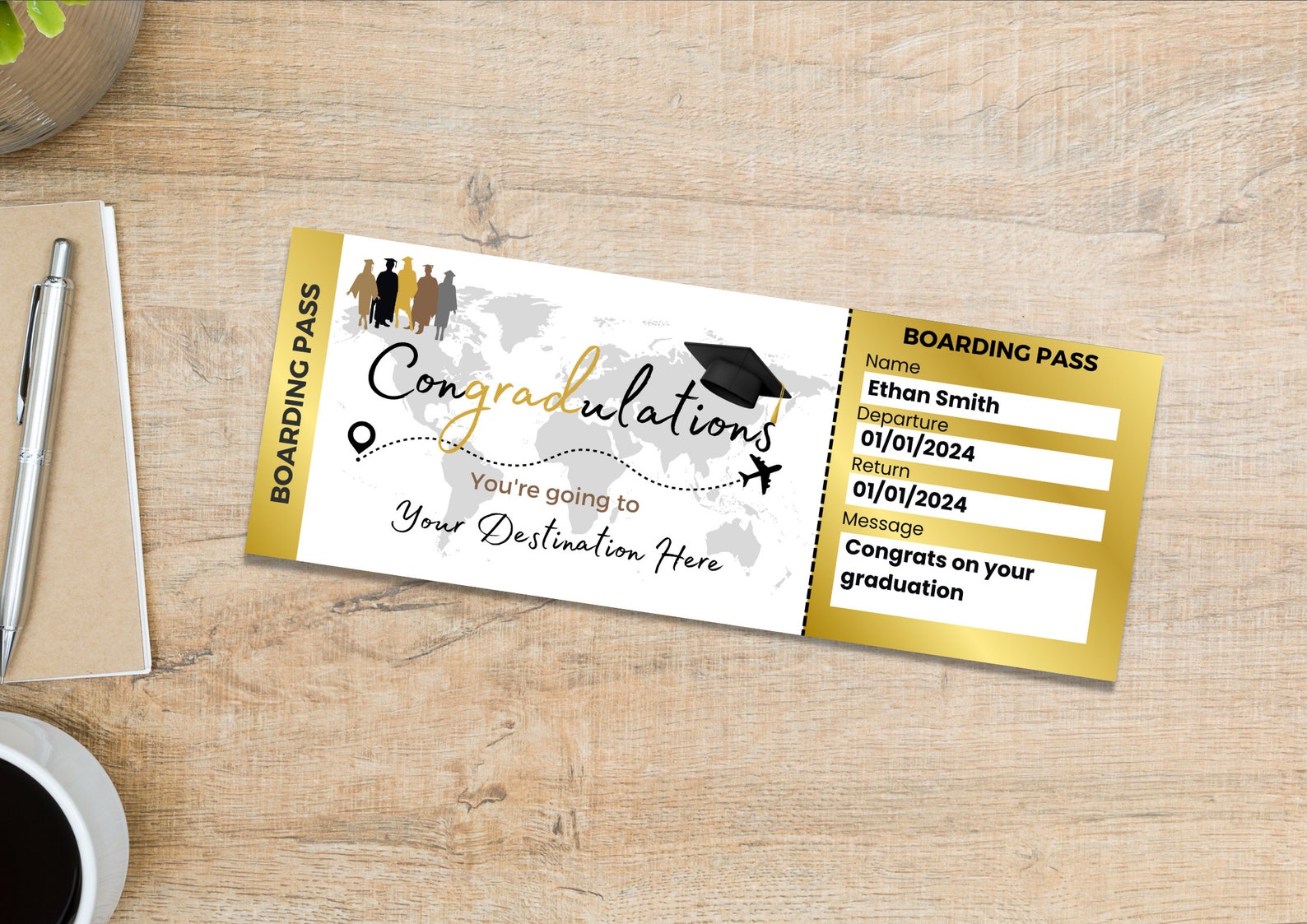 Editable Graduation Trip Boarding Pass Template (digital Download) - Etsy