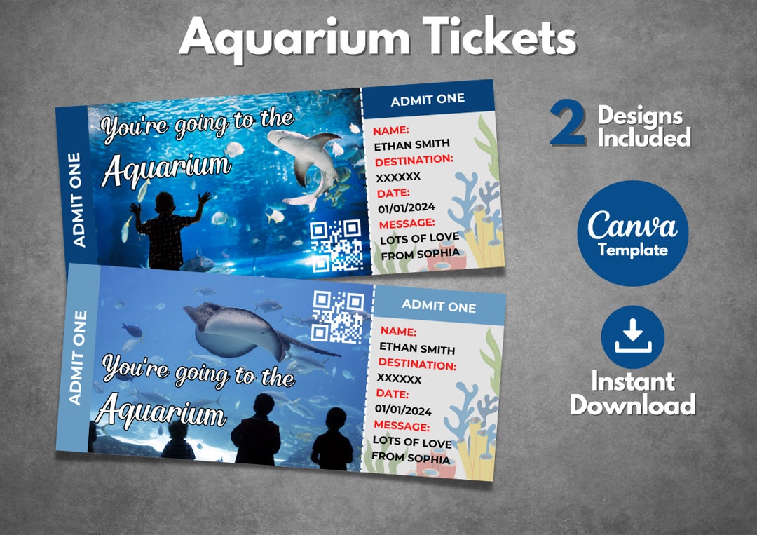 Aquarium Surprise Ticket Template, Editable Oceanarium Boarding Pass Template, Printable ...