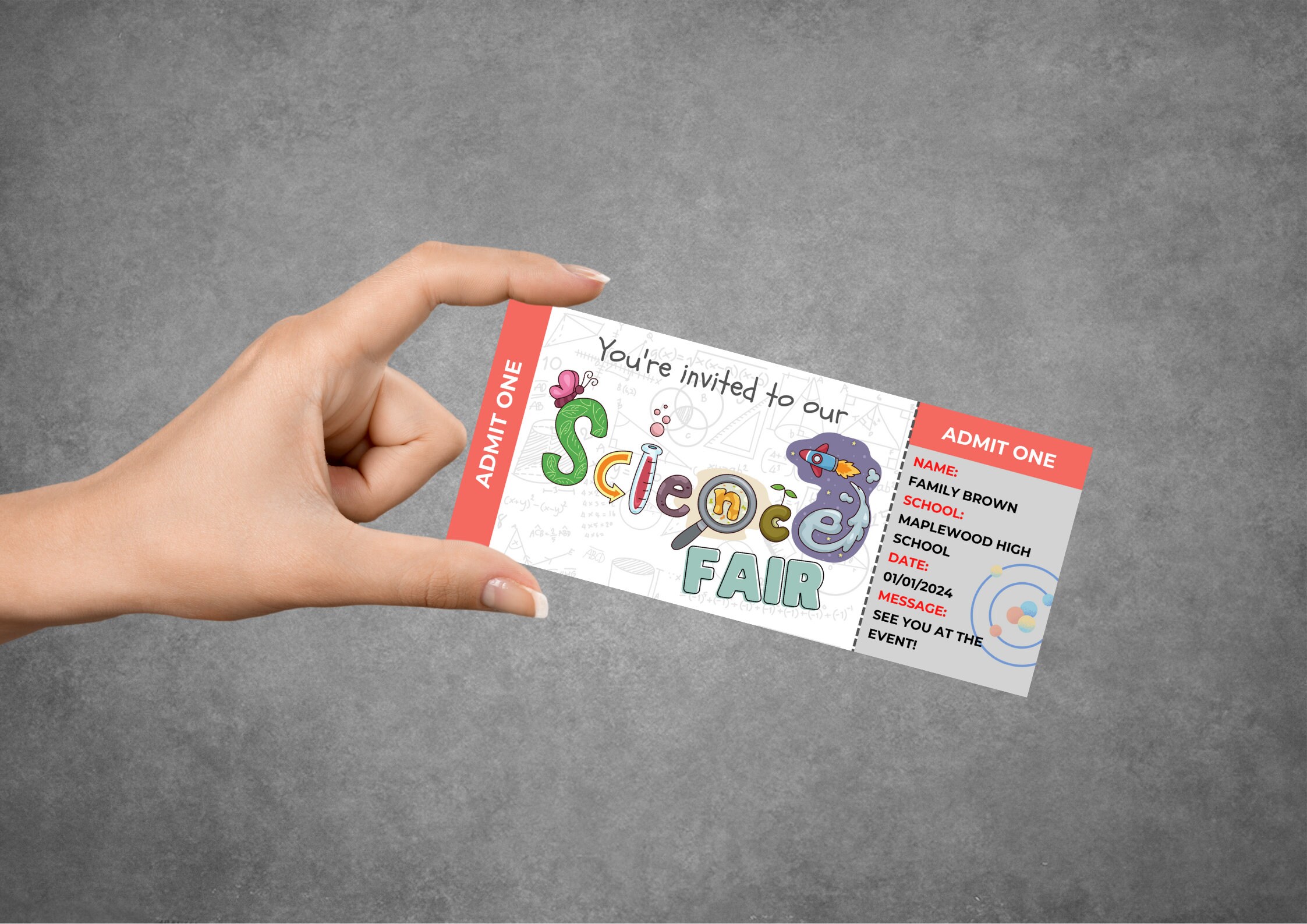 Printable Science Fair Ticket Invitation, Editable Canva Template ...
