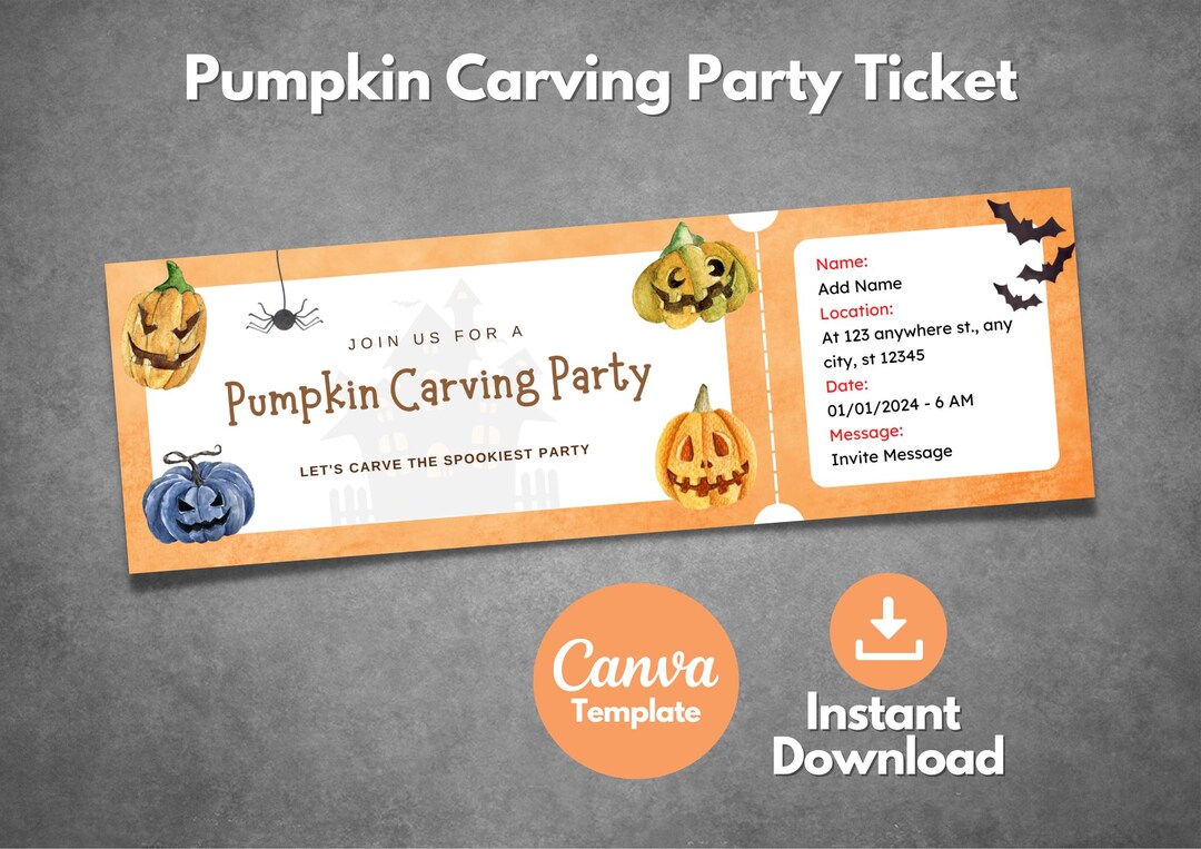 Editable Pumpkin Carving Party Invitation Template, Printable Pumpkin ...