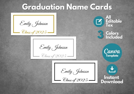 Graduation Announcement Name Card Border Free Custom Printable