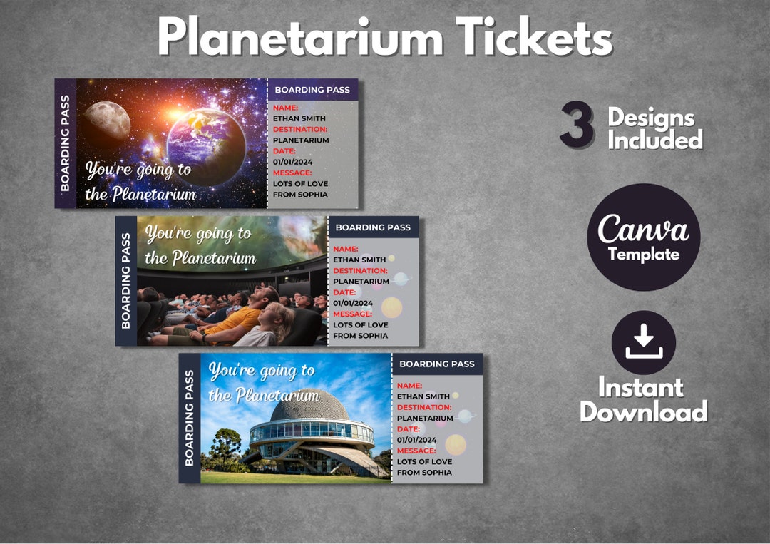 Planetarium Surprise Ticket Template: Astronomy Show Boarding Pass (canva Editable, Digital ...