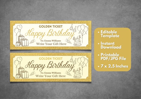 Plantilla De Boleto Dorado