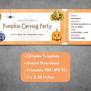 Editable Pumpkin Carving Party Invitation Template, Printable Pumpkin ...