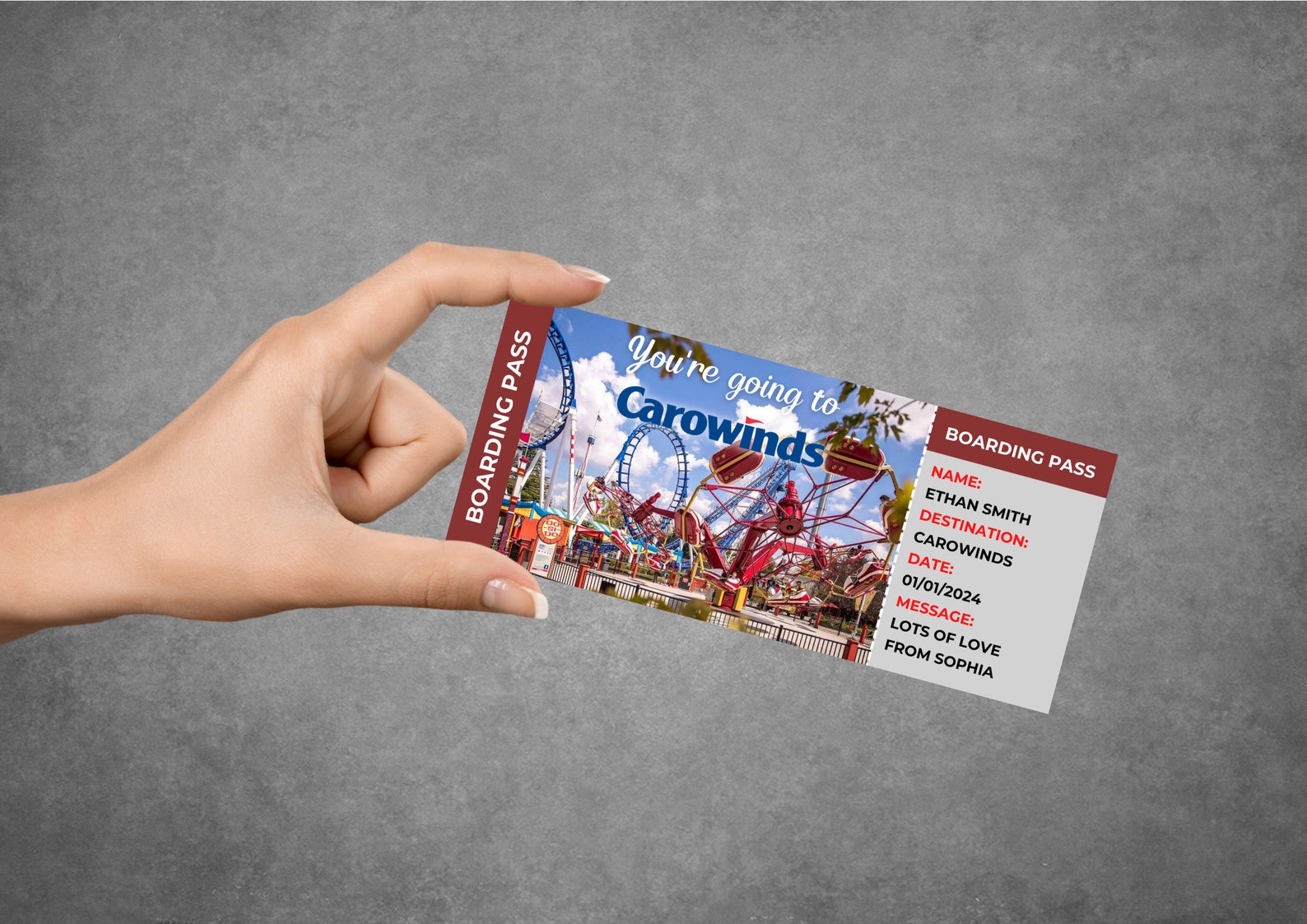 Carowinds Surprise Ticket Template, Printable Boarding Pass (canva ...