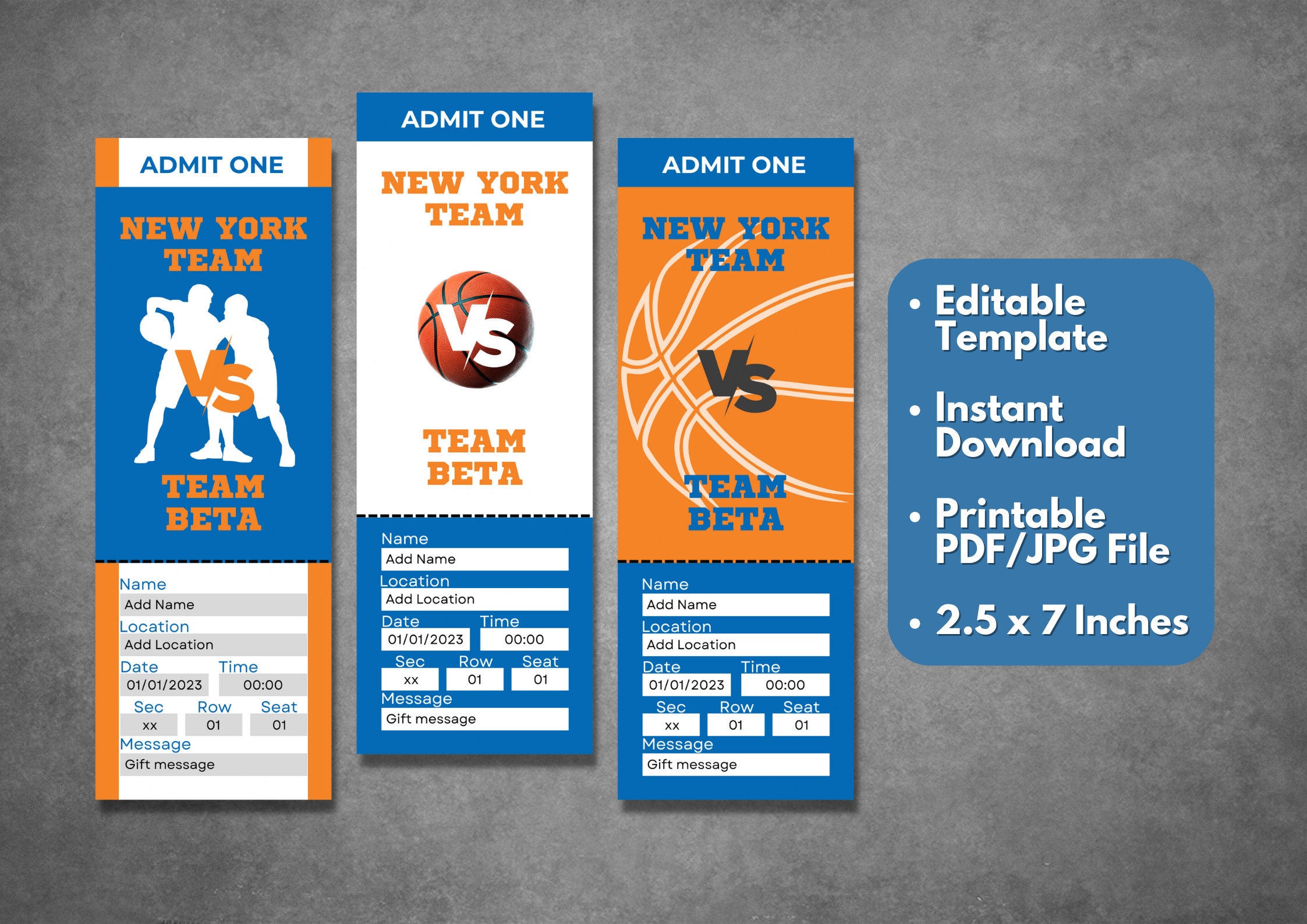 Editable New York Basketball Ticket Templates, Printable New York ...
