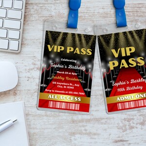 Editable VIP Pass Party Template, Printable Red Carpet VIP Pass ...