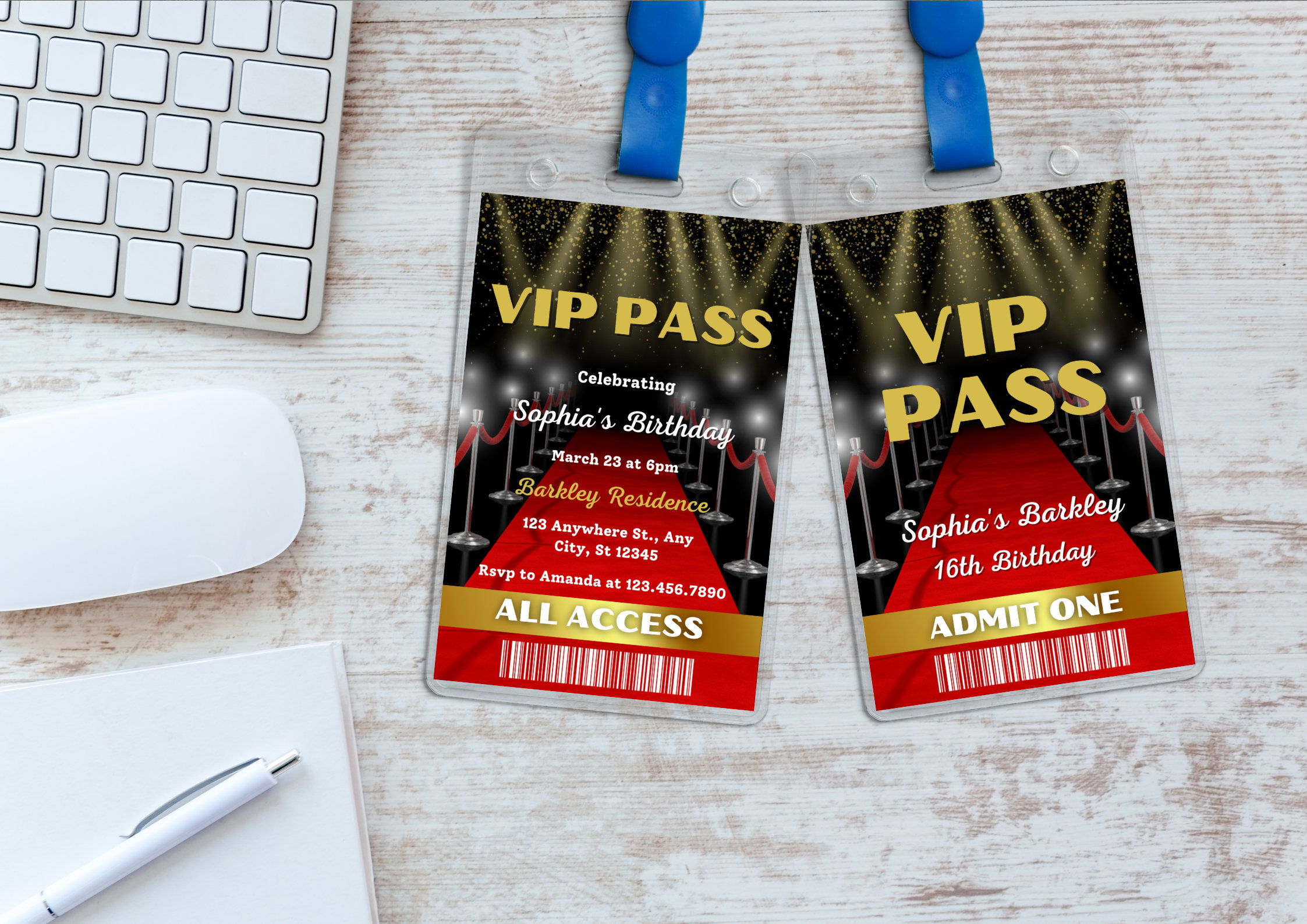 Editable VIP Pass Party Template, Printable Red Carpet VIP Pass ...