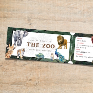 Editable Zoo Ticket Template, Printable the Zoo Surprise Gift Ticket ...
