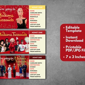 Madame Tussauds Museum Surprise Ticket Template, Printable Madame ...